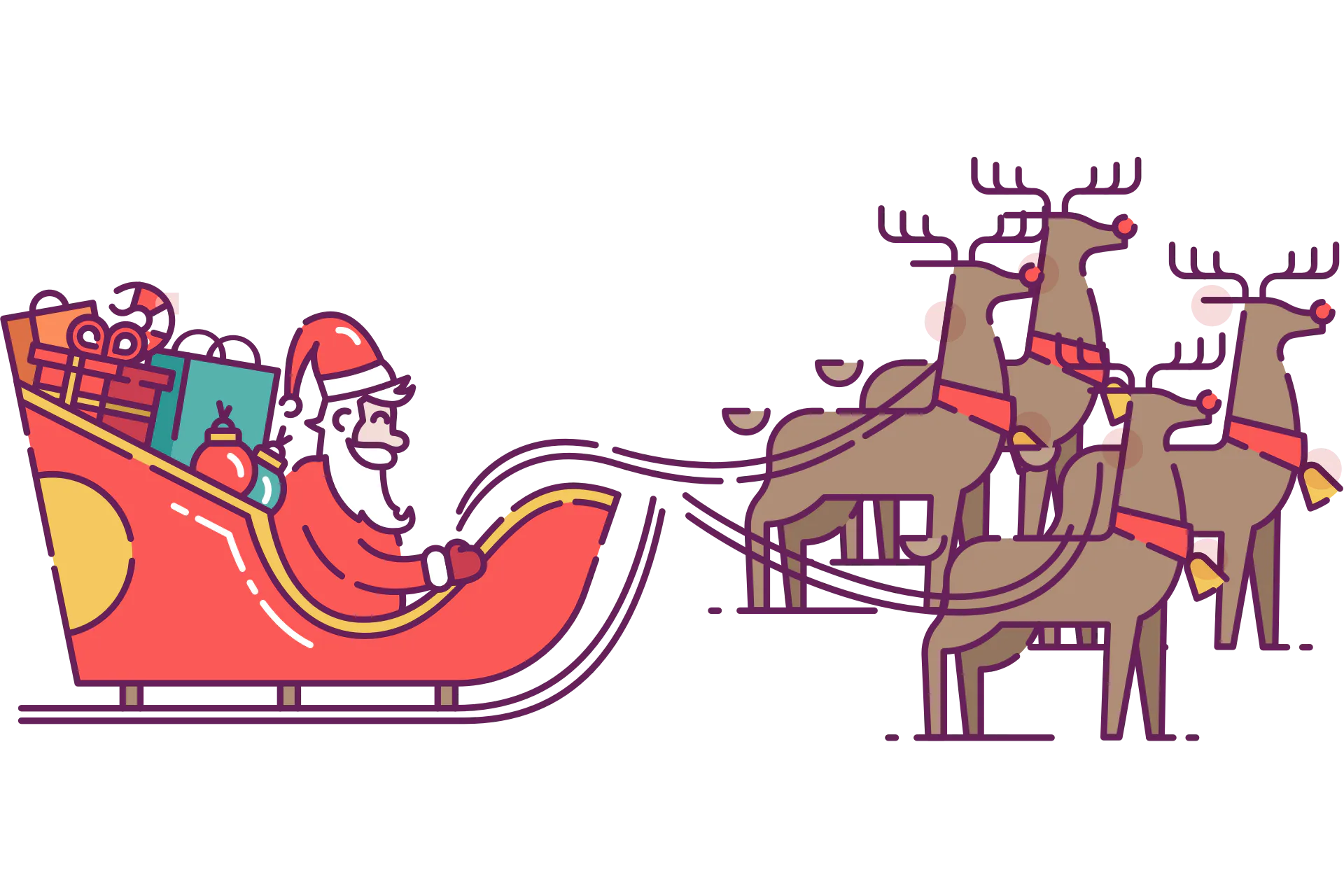 Santa in Sleigh Pulled by Reindeer Clip Art (Free) – Christmas HQ
