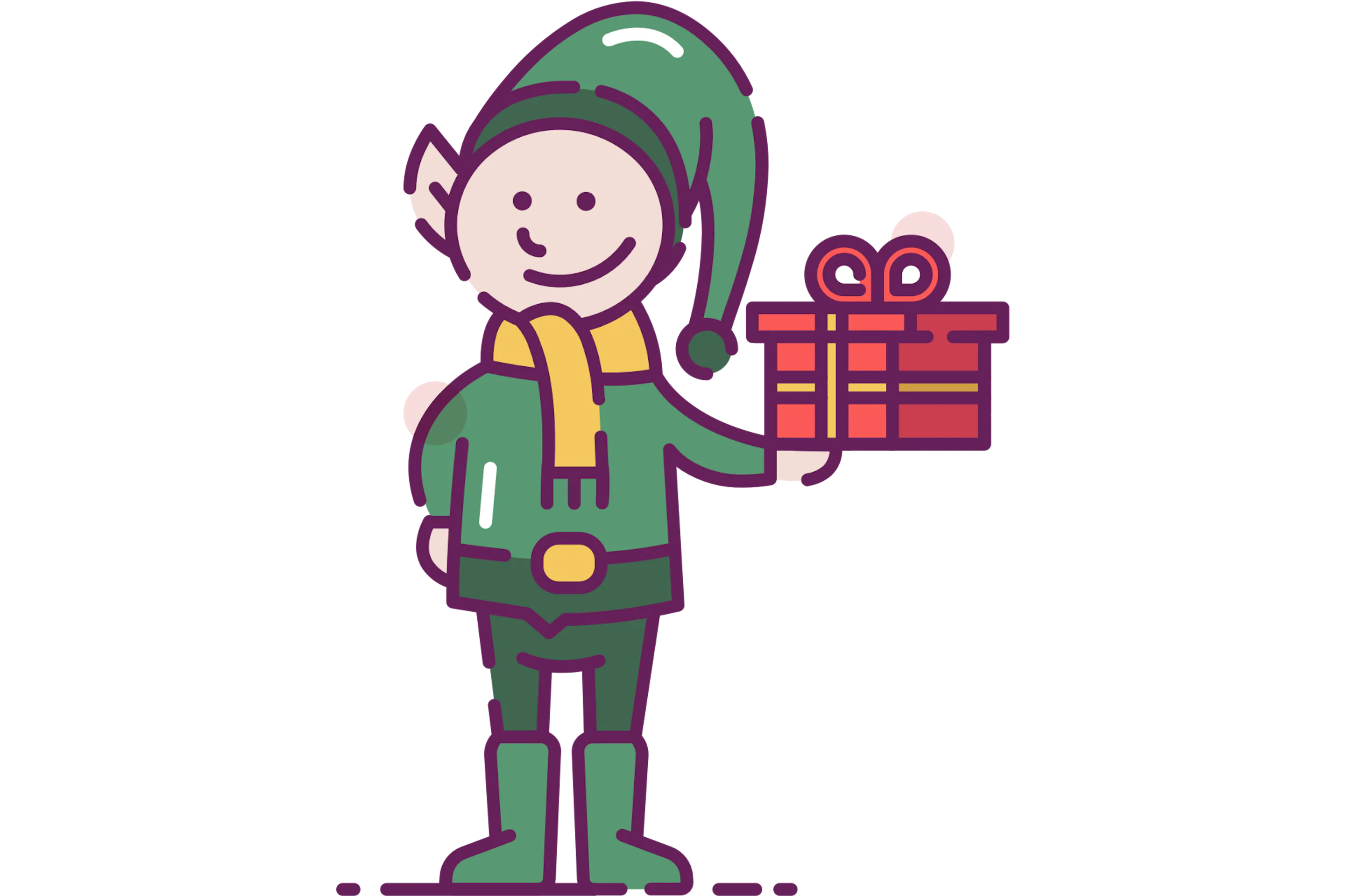 Santa's Elf Holding a Gift Clip Art (Free) – Christmas HQ